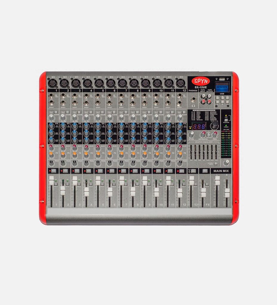 Spyn Audio SX12UE Professional 12 channel mixer with USB & Effects ...